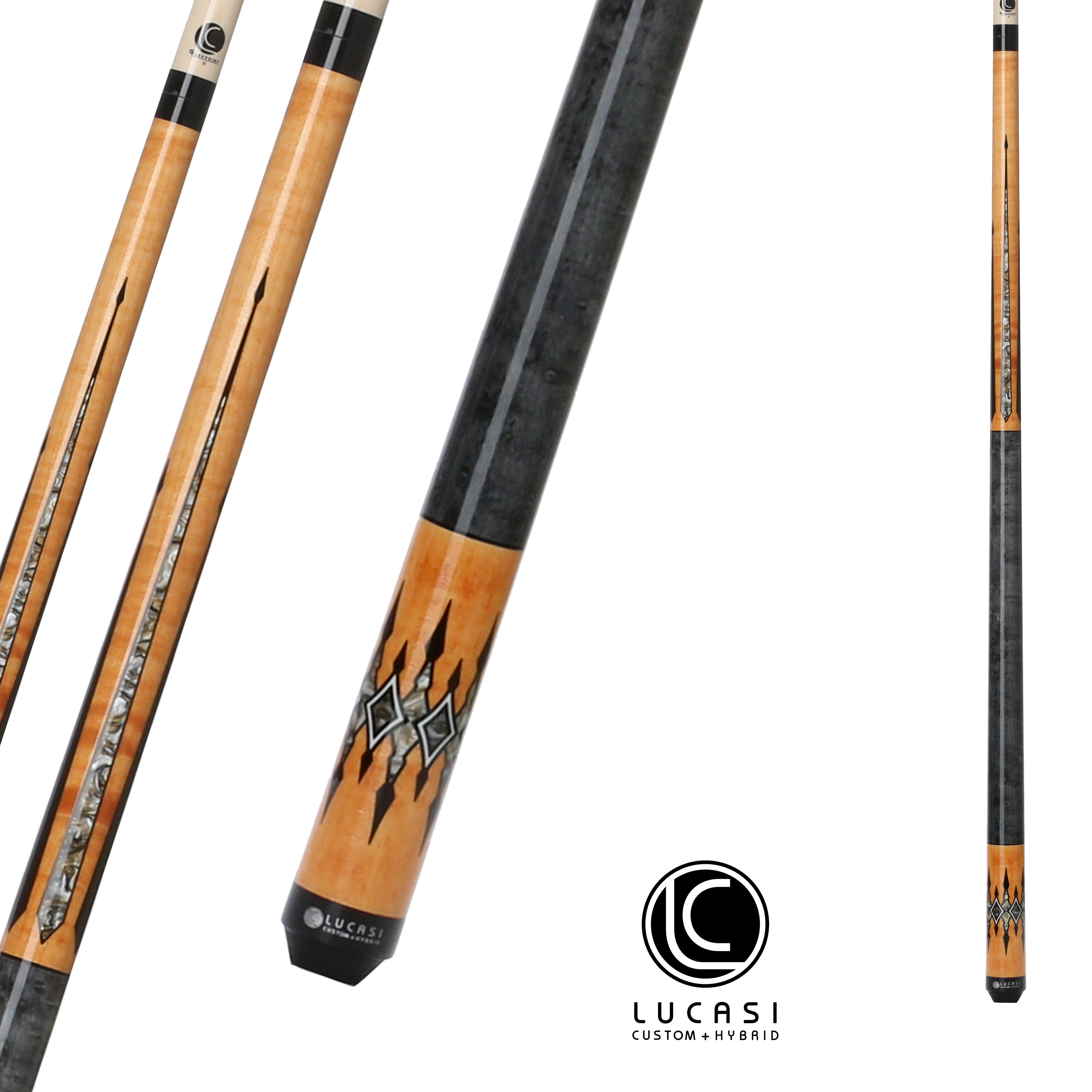 LUCASI POOL CUE CUSTOM GREY STAINED BIRDSEYE AND NATURAL LUCITE GREY 1 ...