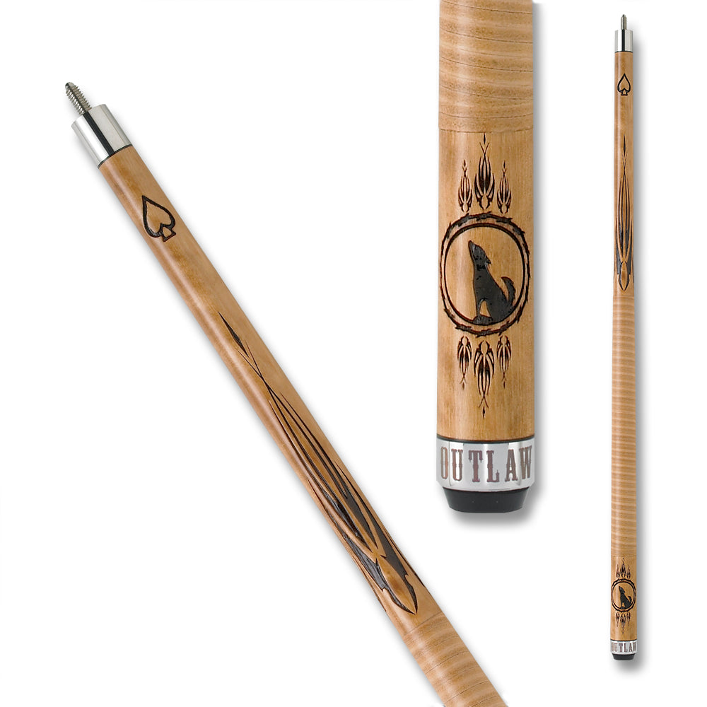 OUTLAW POOL CUE OL13 ORIGINAL WOLF WOOD AND BLOWTORCH 13MM 19OZ ...