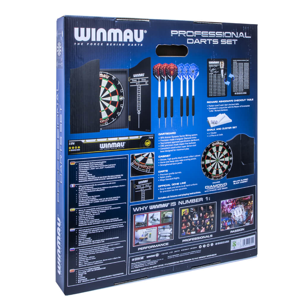 CABINET, BOARD SET WITH DARTS WINMAU PROFESSIONAL – Canada Billard