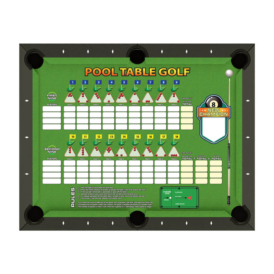 GOLF ON A POOL TABLE - ON PLASTIC SHEET - ENGLISH – Canada Billard