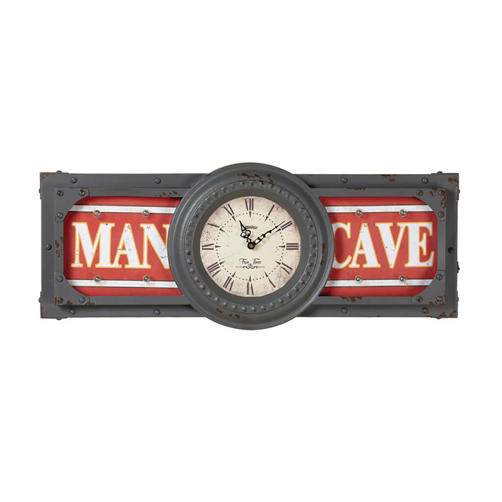 METAL SIGN-MAN CAVE CLOCK – Canada Billard