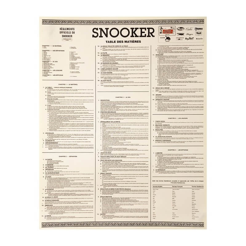 RULES OF SNOOKER FRENCH VERSION – Canada Billard