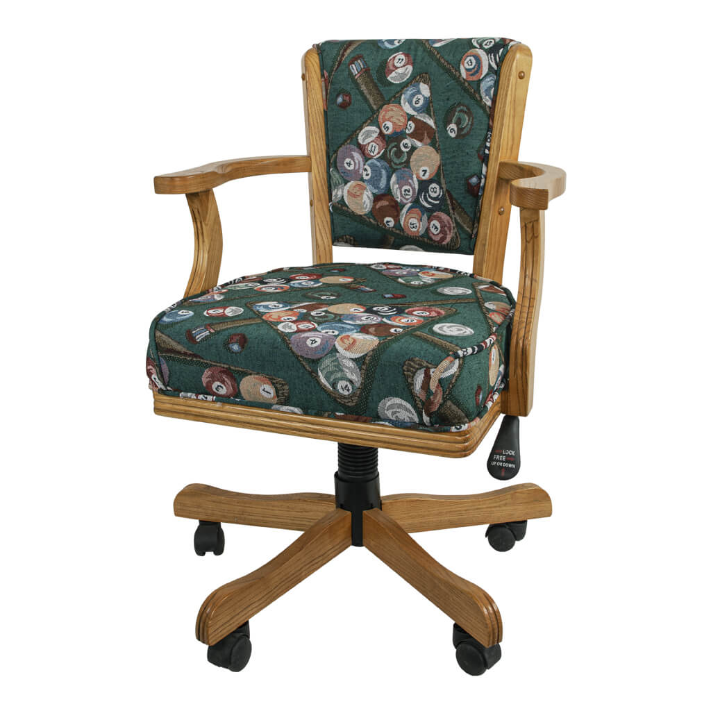 SWIVEL/ROLL ARMCHAIR OAK BILLIARD FABRIC – Canada Billard